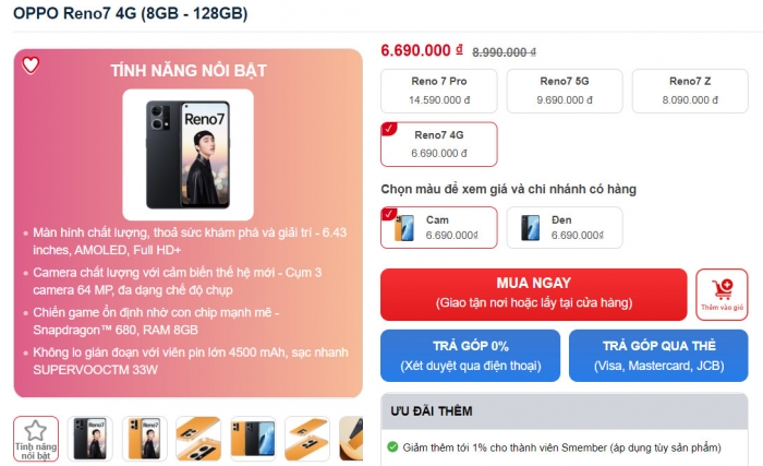 Bảng giá OPPO Reno7 series mới nhất tháng 12: Giảm sâu toàn bộ, rẻ nhất từ 6 triệu